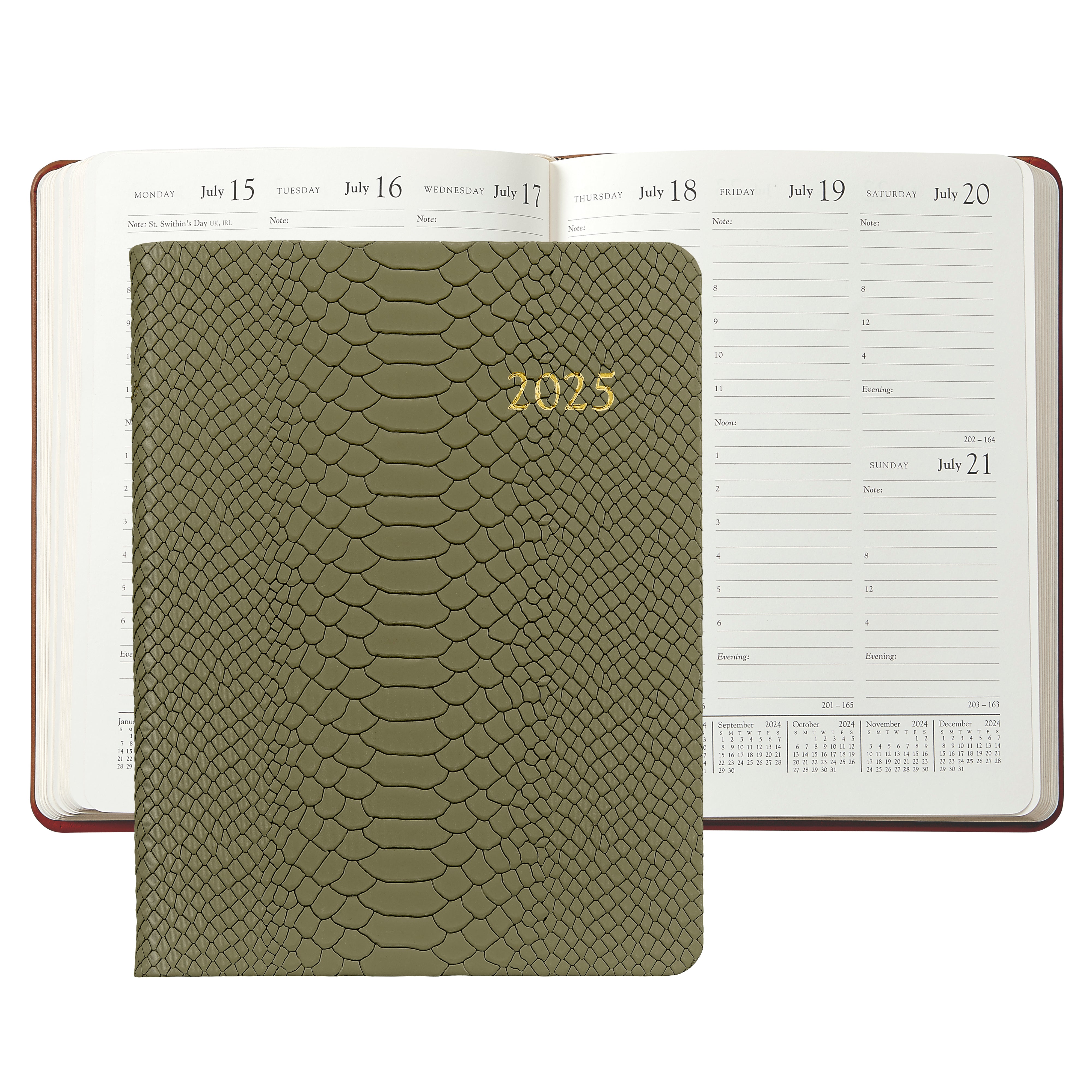 2025 Desk Diary Embossed Python Sage Green Leather – Papier d'Amour